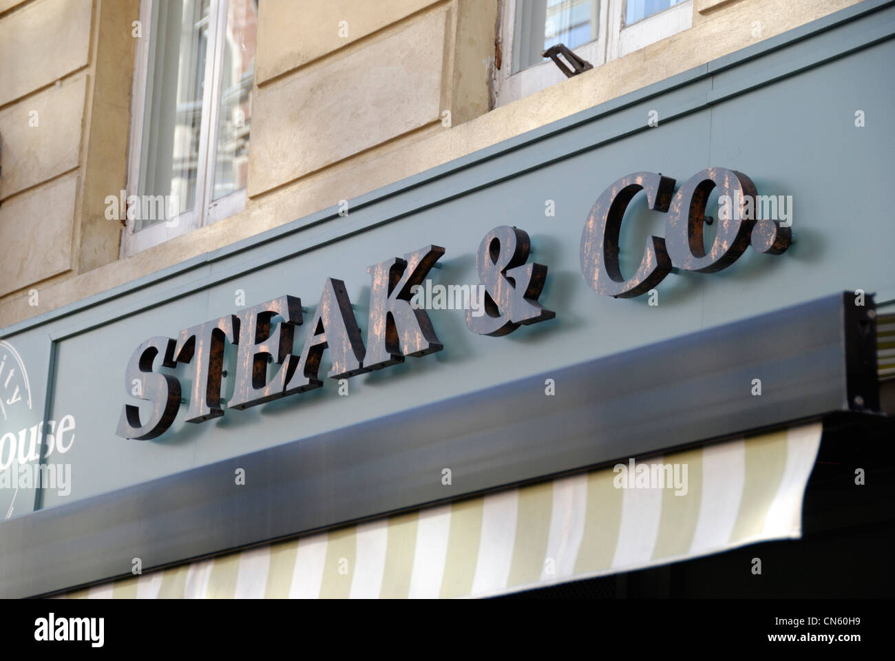 Steak & Co. restaurant sign logo Stock Photo - Alamy