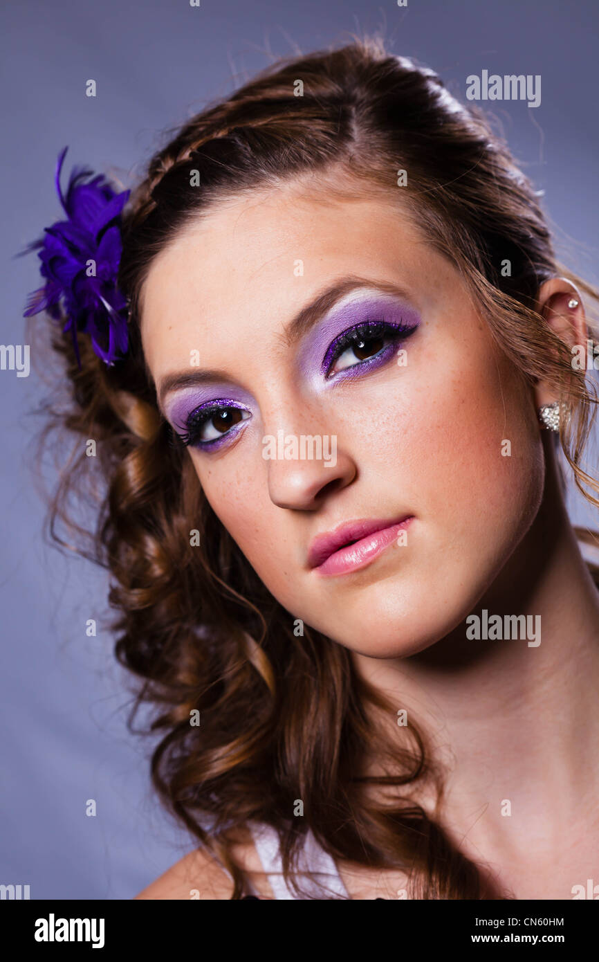 Portrait or head shot of serious young teen woman Stock Photo - Alamy