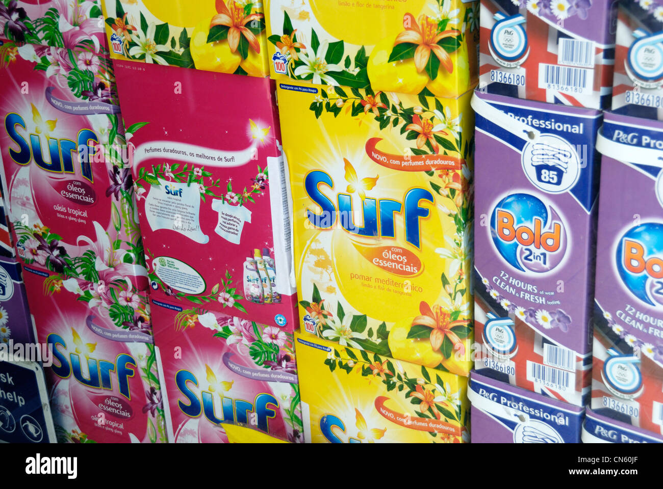 Washing powder display in a shop window Stock Photo - Alamy