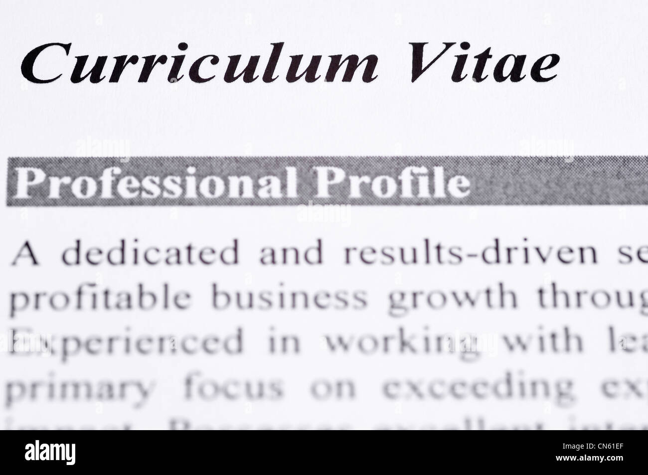 Curriculum vitae form hi-res stock photography and images - Alamy