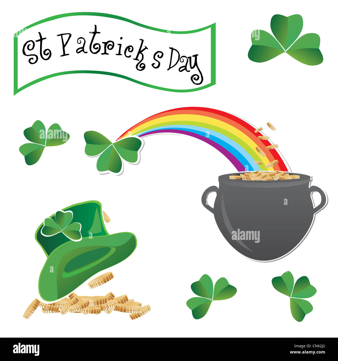 Saint Patrick`s holiday objects, vector illustration Stock Photo - Alamy