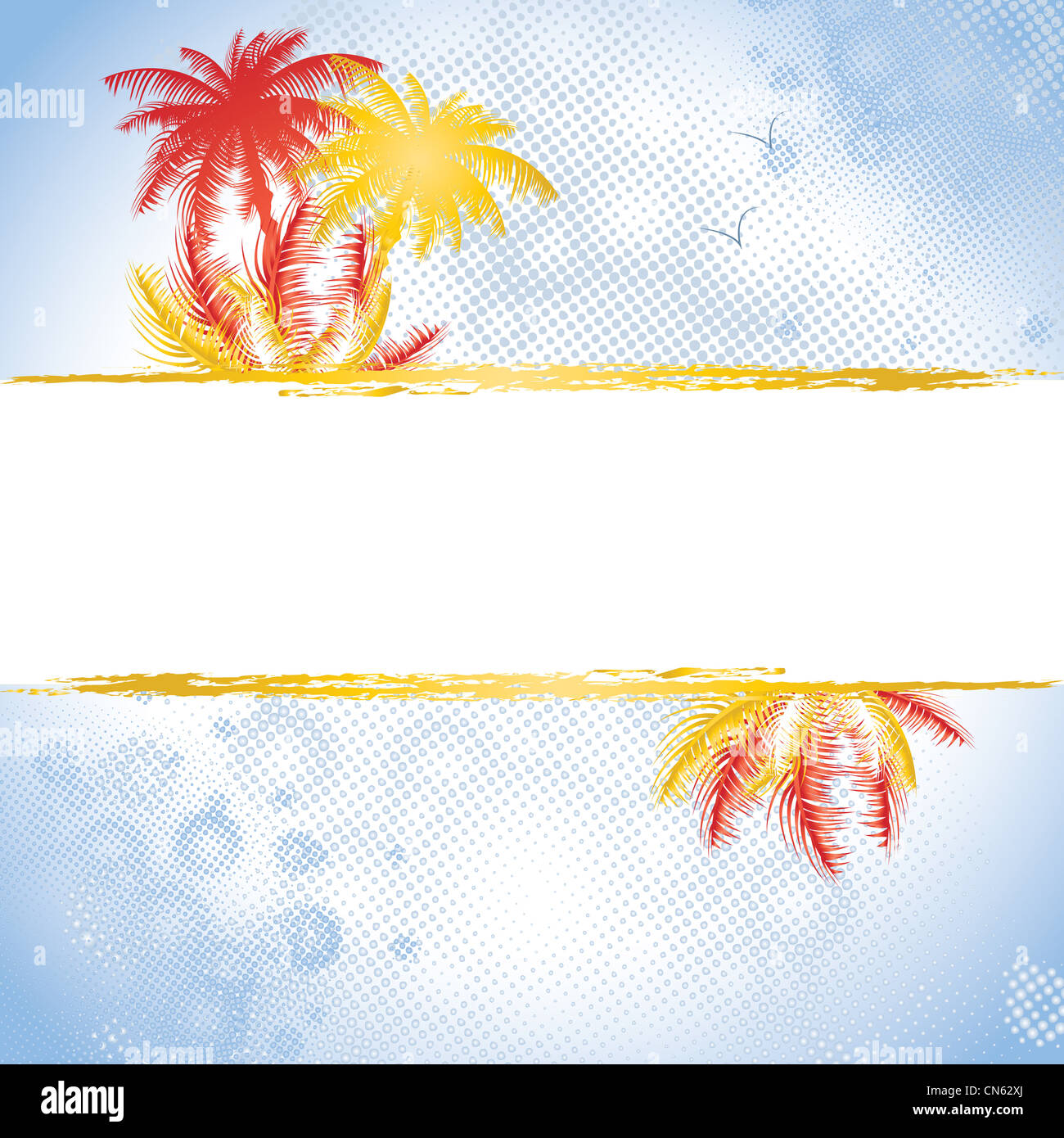 Splatter summer banner with palms Stock Photo - Alamy