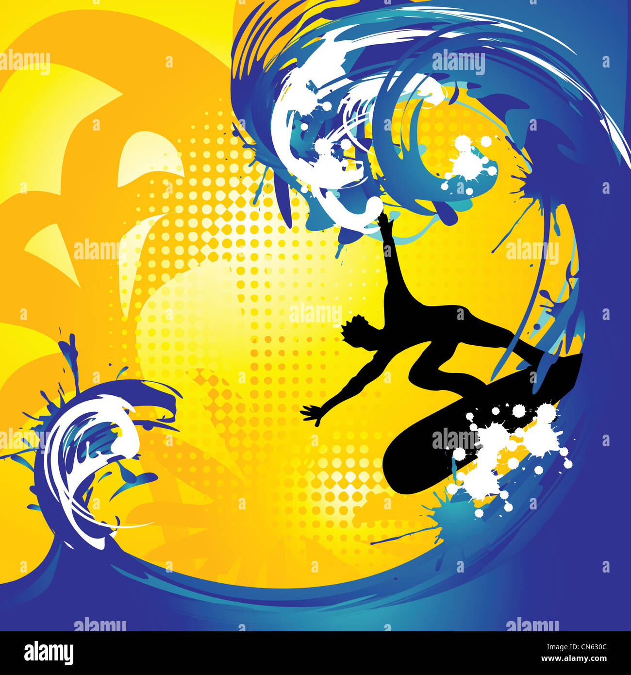 tropical surfing background, vector illustration Stock Photo - Alamy