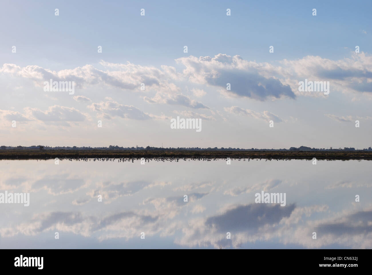 Scenic saltern and water reflections, Cervia, Ravenna, Italy Stock ...