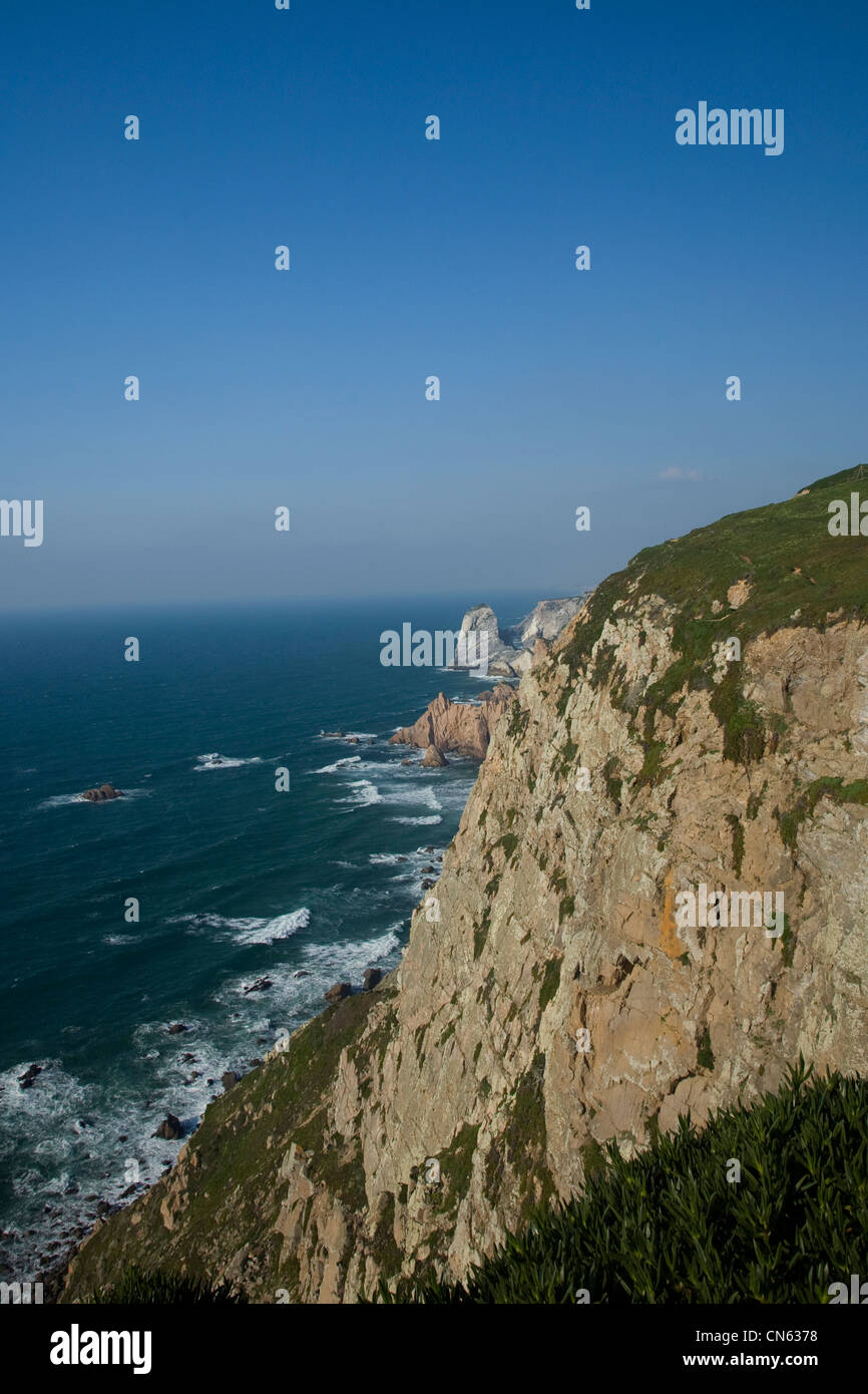 a scenic view of rocky shoreline of Cabo da roca sintra Portugal Stock ...