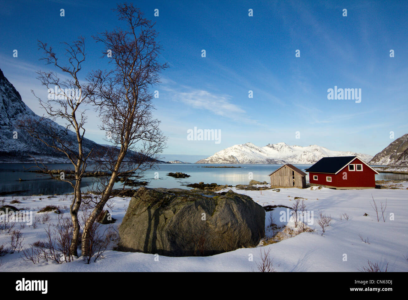 grotfjord winter troms arctic norway Stock Photo - Alamy