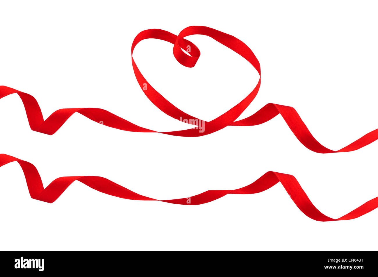 Red ribbons - line and heart Stock Photo - Alamy