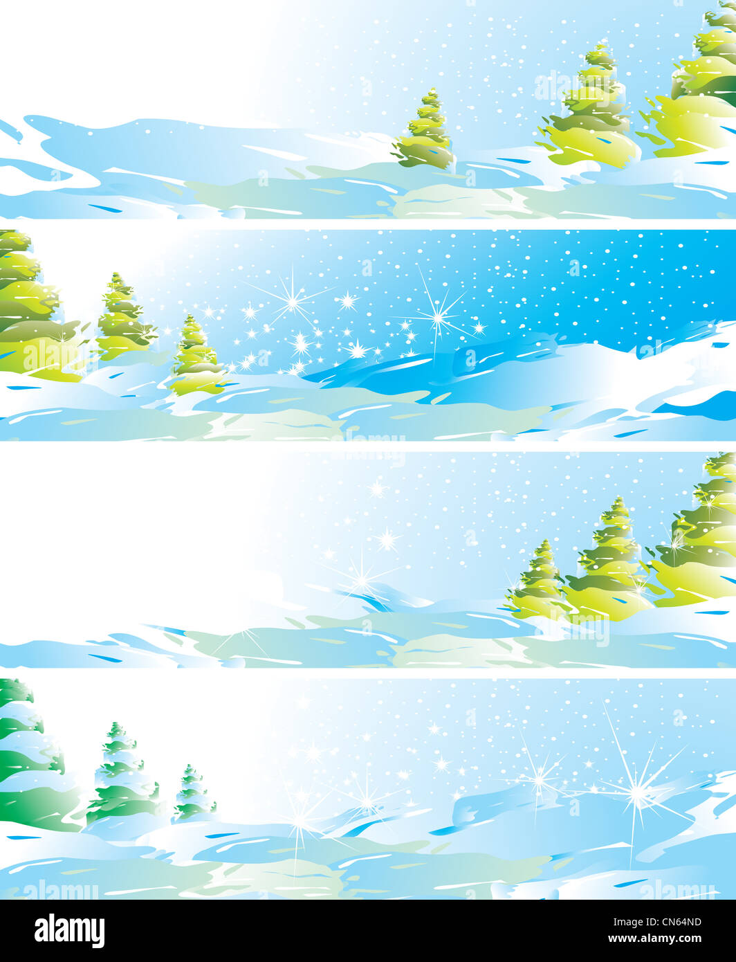 Set of four winter landscape banners Stock Photo - Alamy