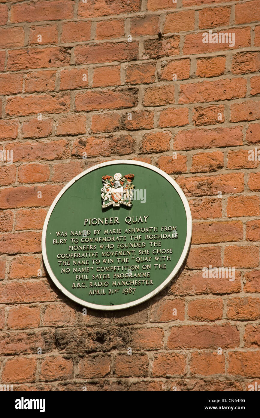 Pioneer Quay plaque in Castlefield, manchester Stock Photo - Alamy