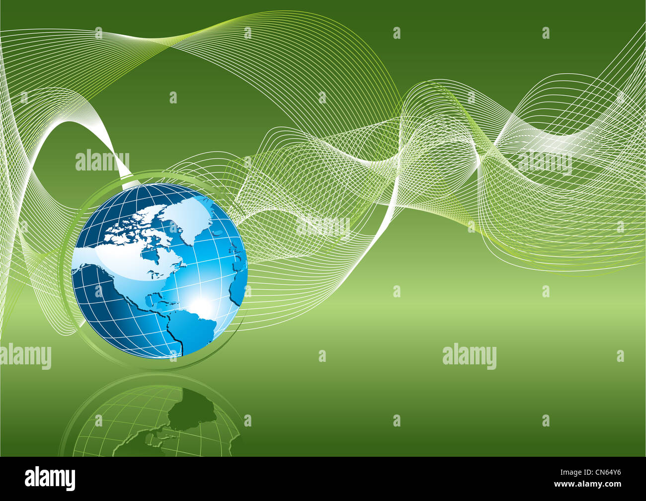 Blue earth on green background, ecology concept Stock Photo - Alamy