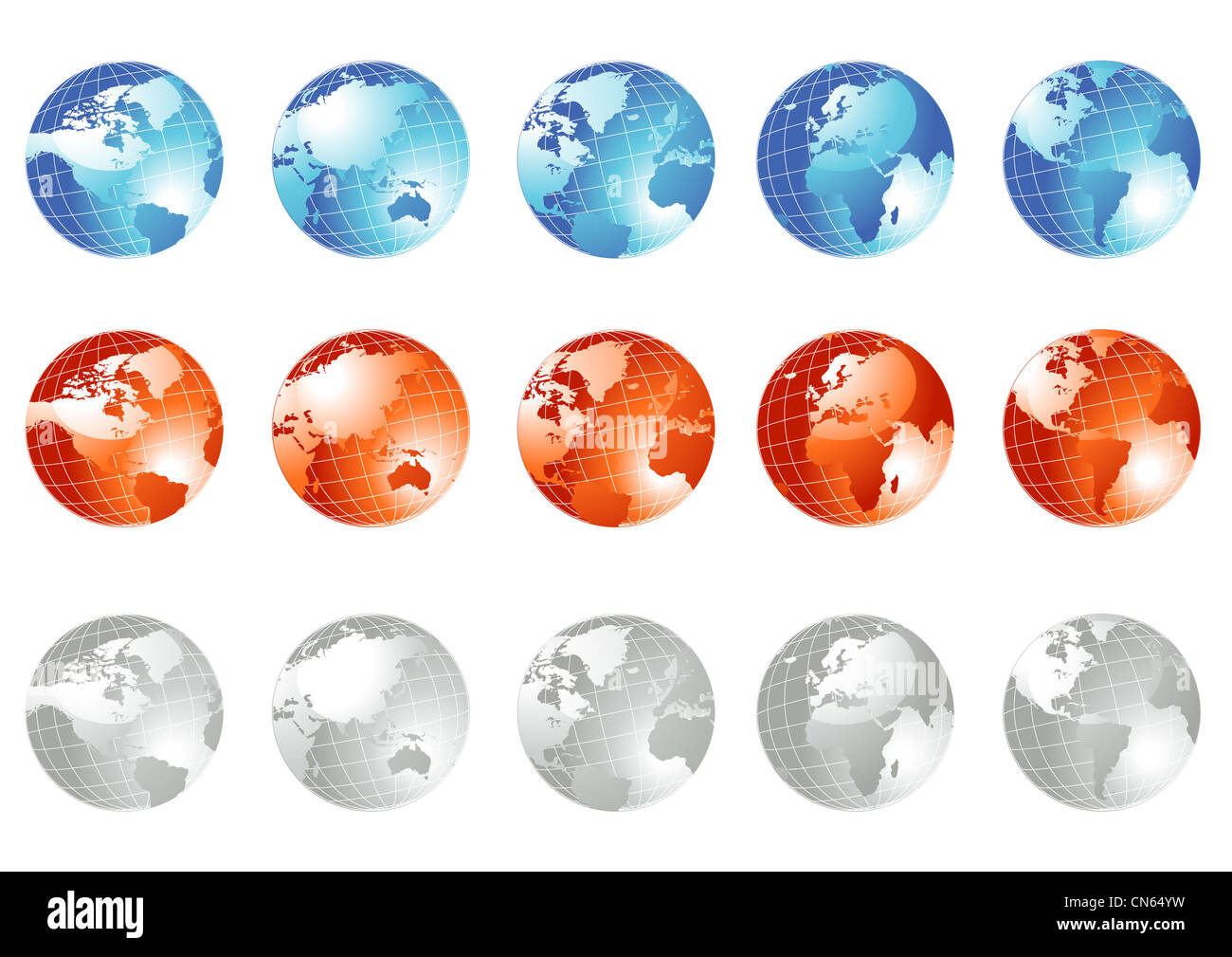 Earth globe set in three colors Stock Photo - Alamy