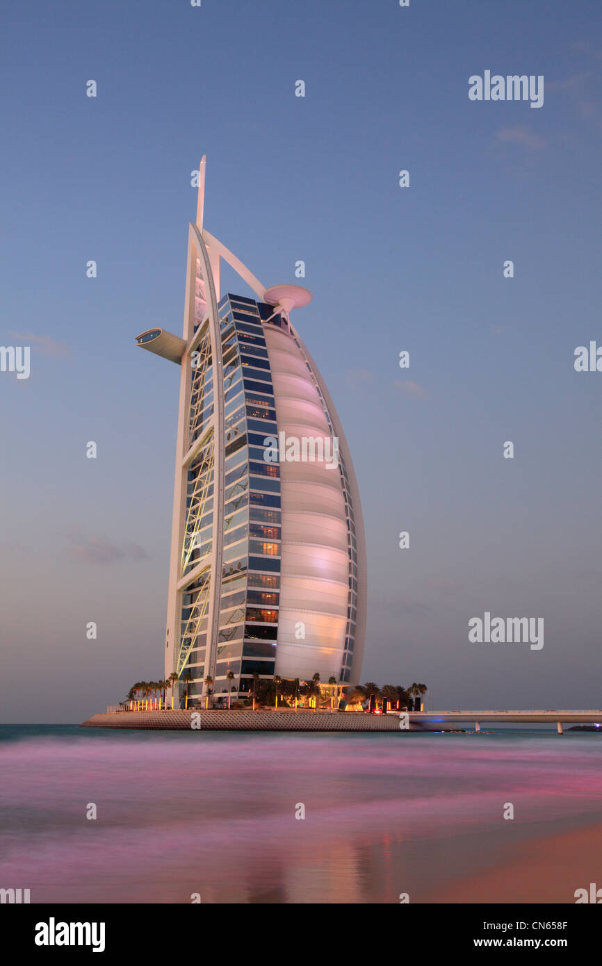 Burj Al Arab hotel with pink sea, Dubai, United Arab Emirates Stock ...