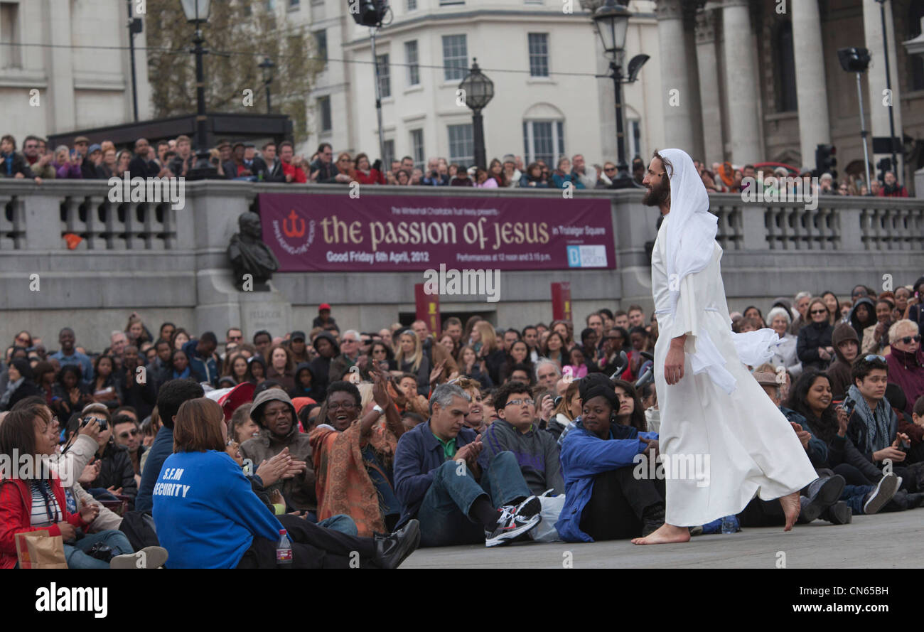 The Passion of Jesus is performed by the Wintershall Players in London ...