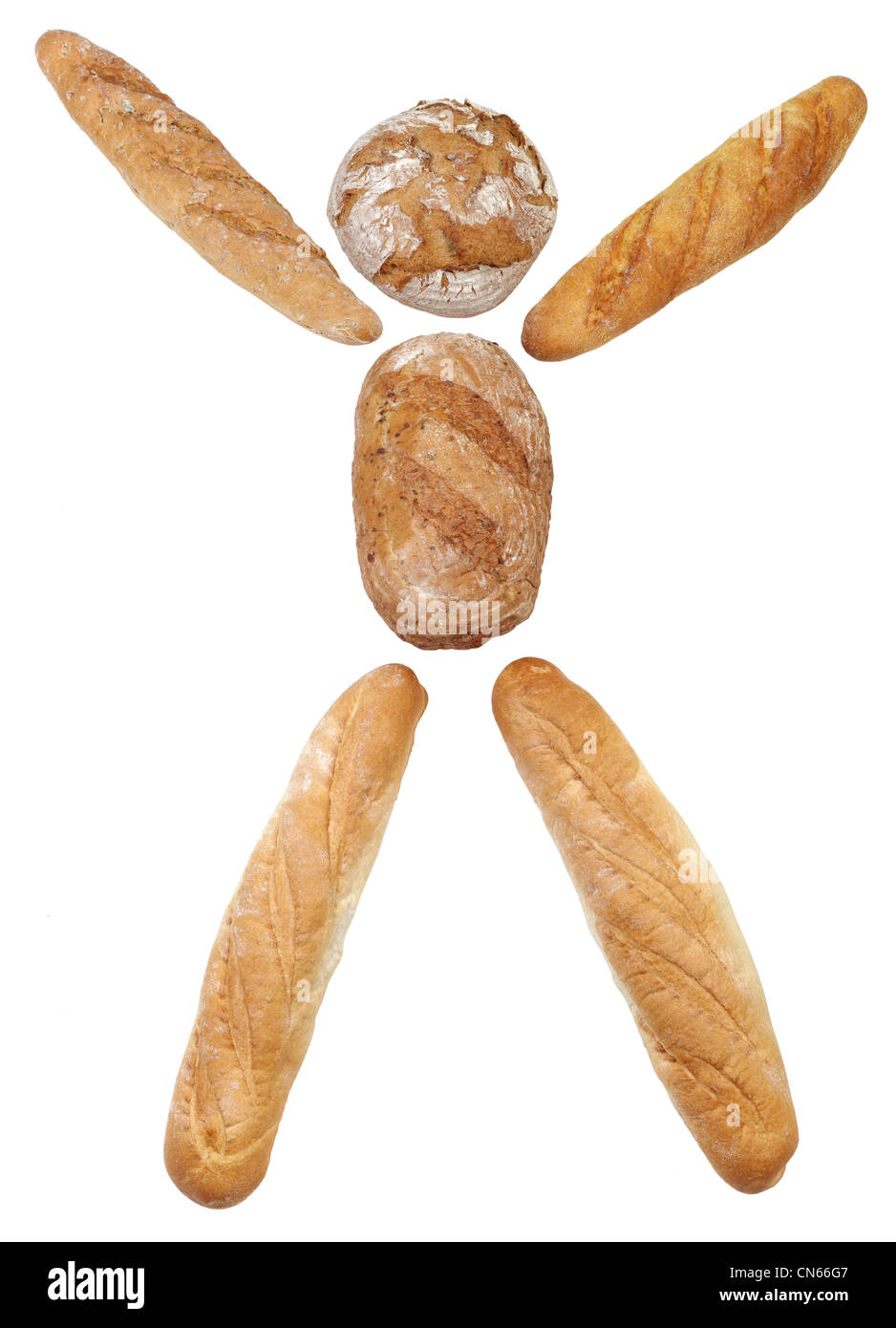 Conceptual Bread Men figure isolated on white background Stock Photo ...