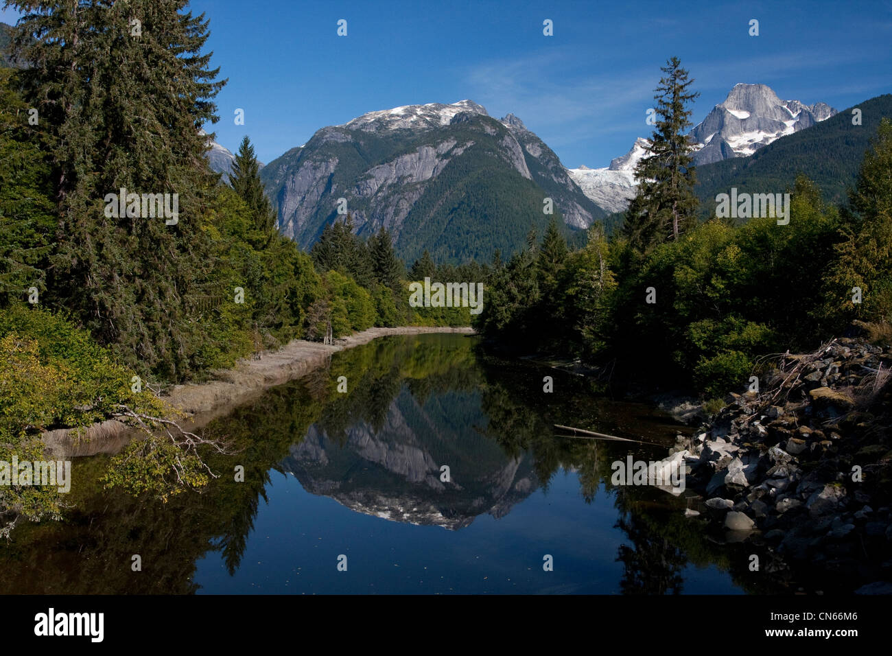 Homathko River side channel with Mt. Bute, BC, Canada in the background ...