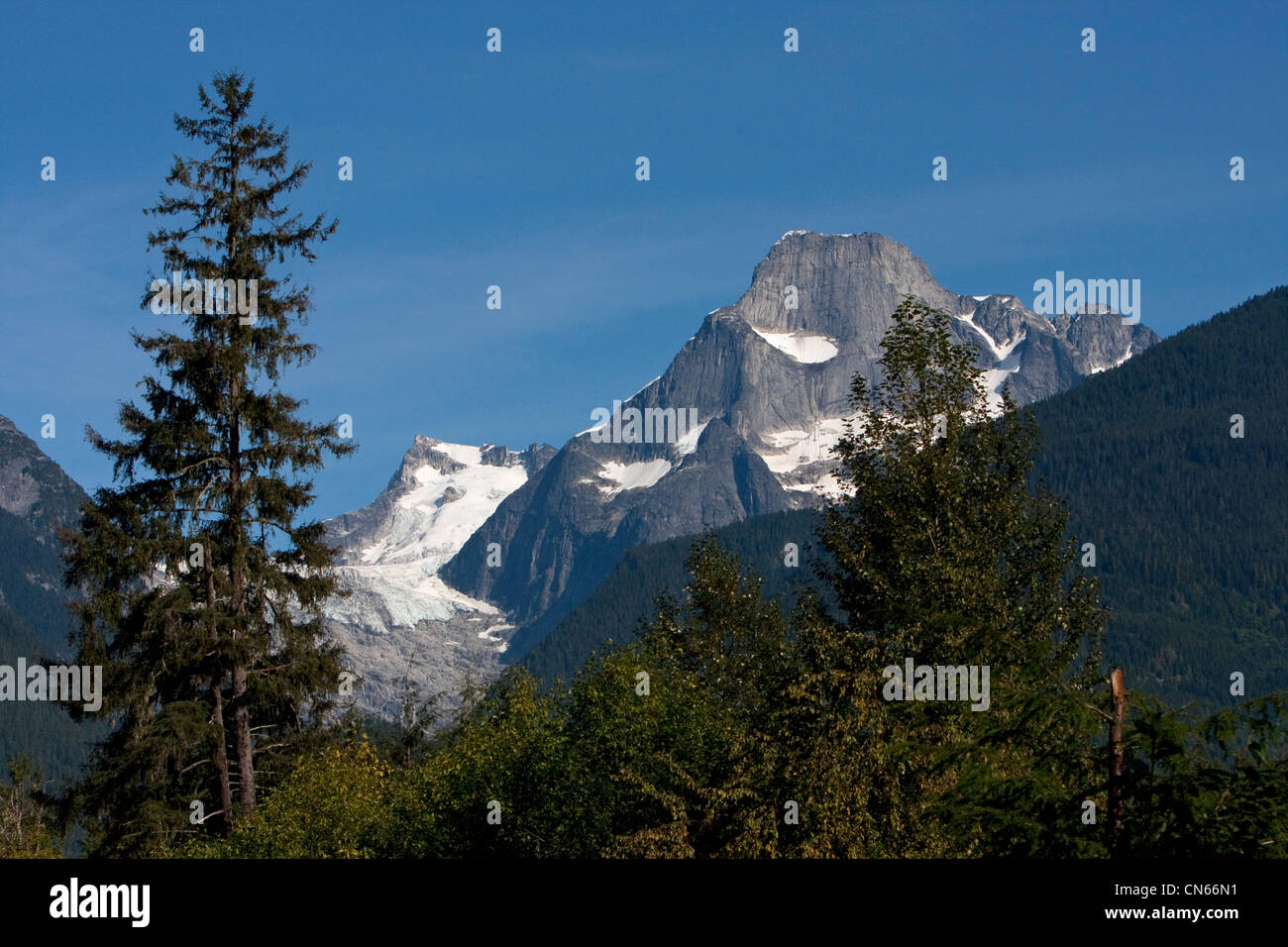 Scenic view of Mt. Bute from Homathko River, Bute Inlet, BC, Canada in ...