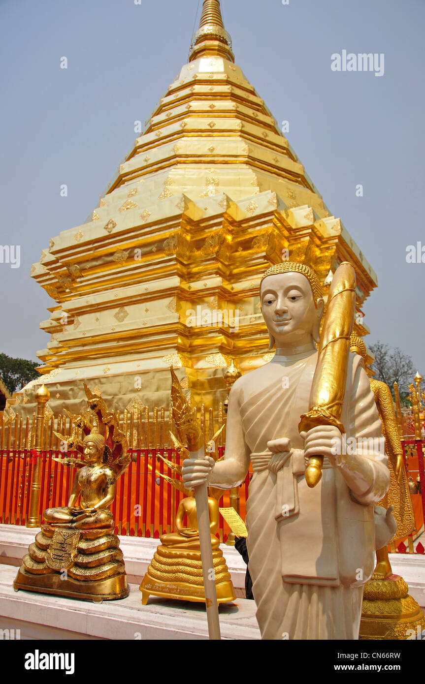 Golden chedi at Wat Phrathat Doi Suthep Buddhist temple, Doi Suthep ...