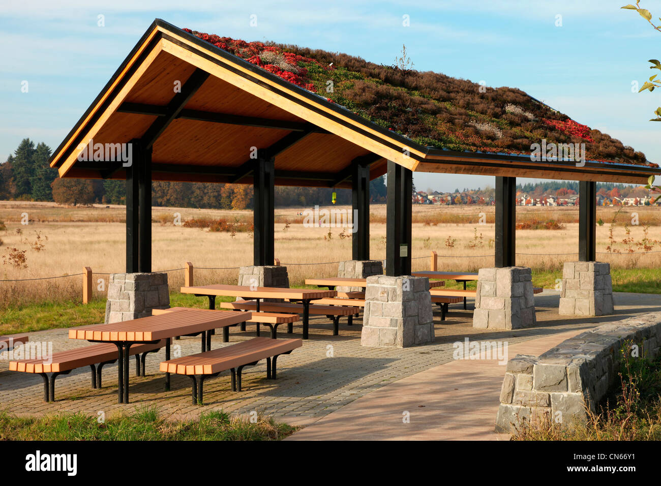 Recreational, picnic rest area in a park Stock Photo - Alamy