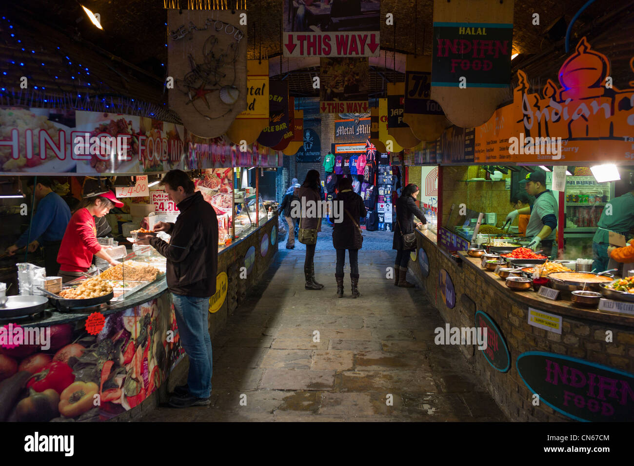 Indoor food arcade with continental food stalls Camden Market, Camden ...
