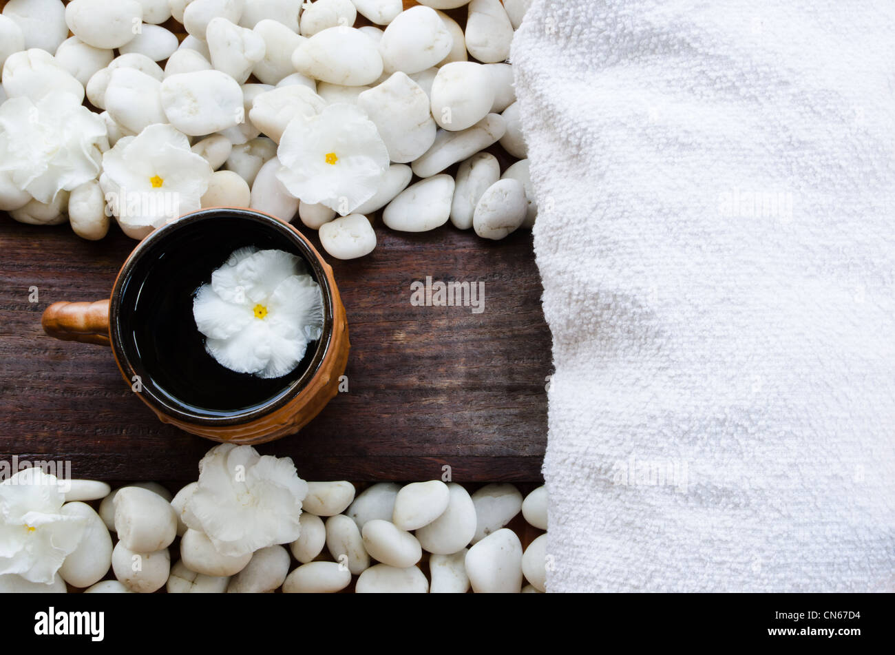 White spa white flower white stone Stock Photo - Alamy