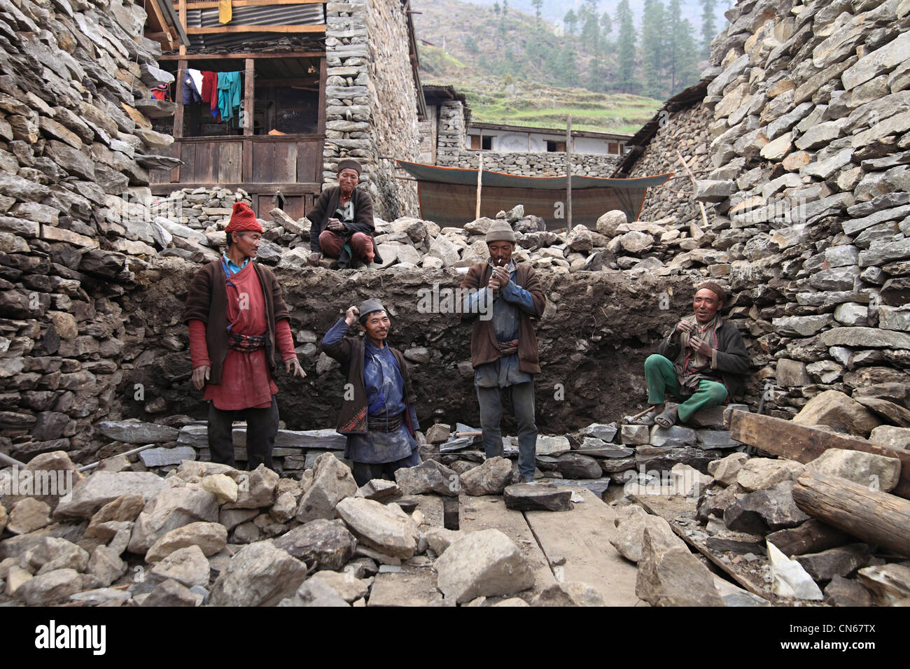 Nepal village stone house hi-res stock photography and images - Alamy