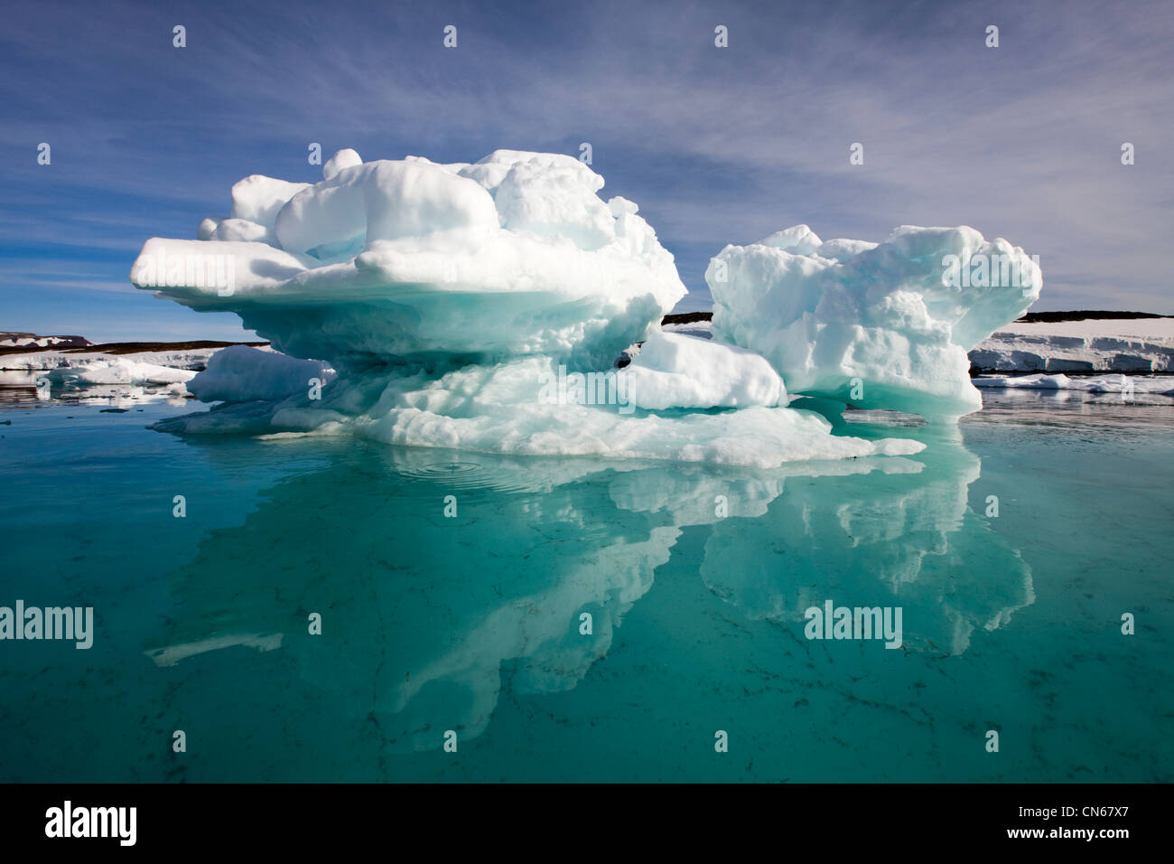 Norway, Svalbard, Edgeoya Island, Icebergs grounded in shallows in ...