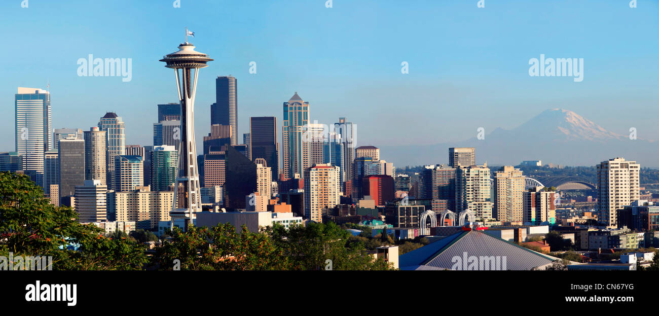 Seattle skyline panorama, Washington state Stock Photo - Alamy