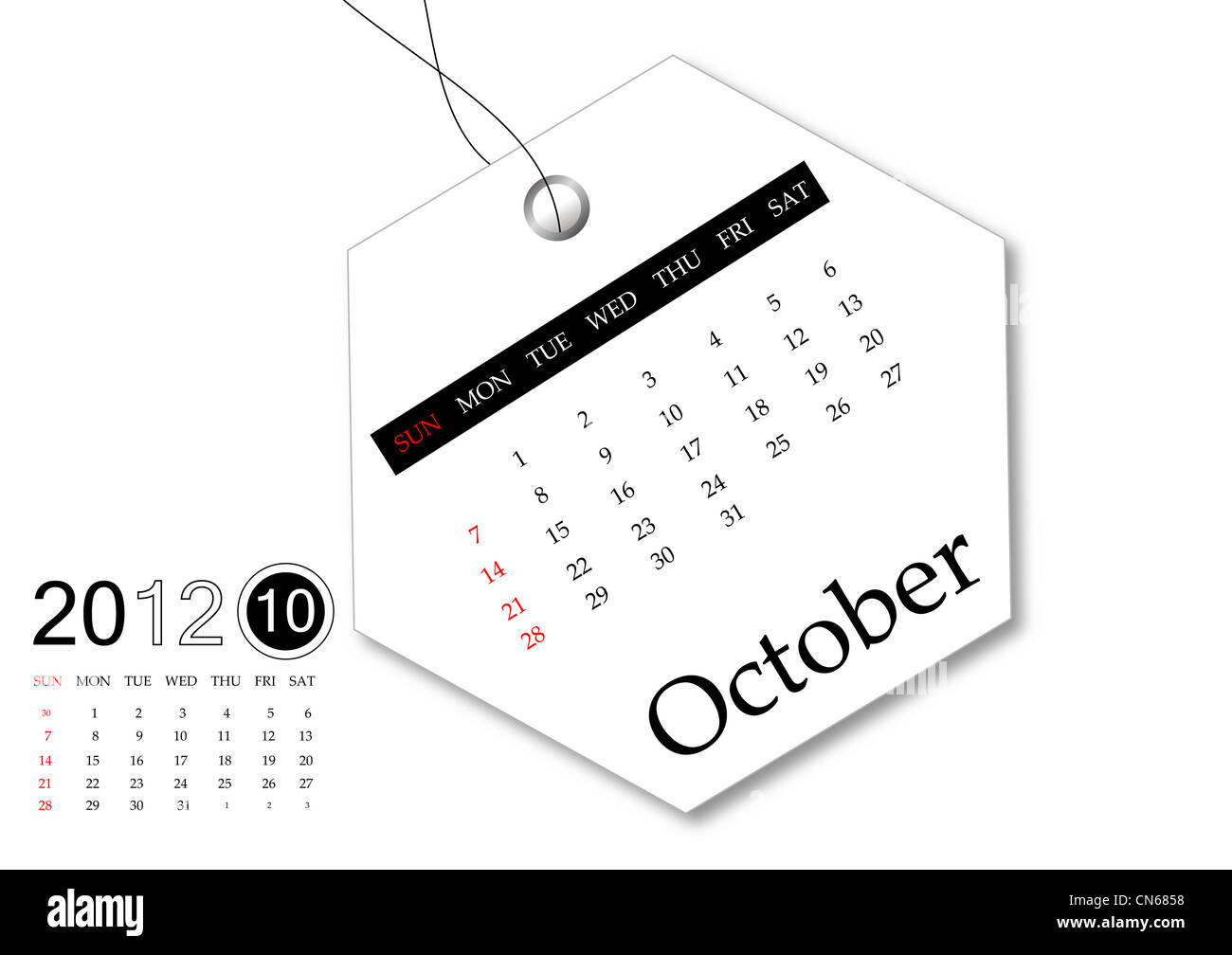 October 2012 calendar hi-res stock photography and images - Alamy