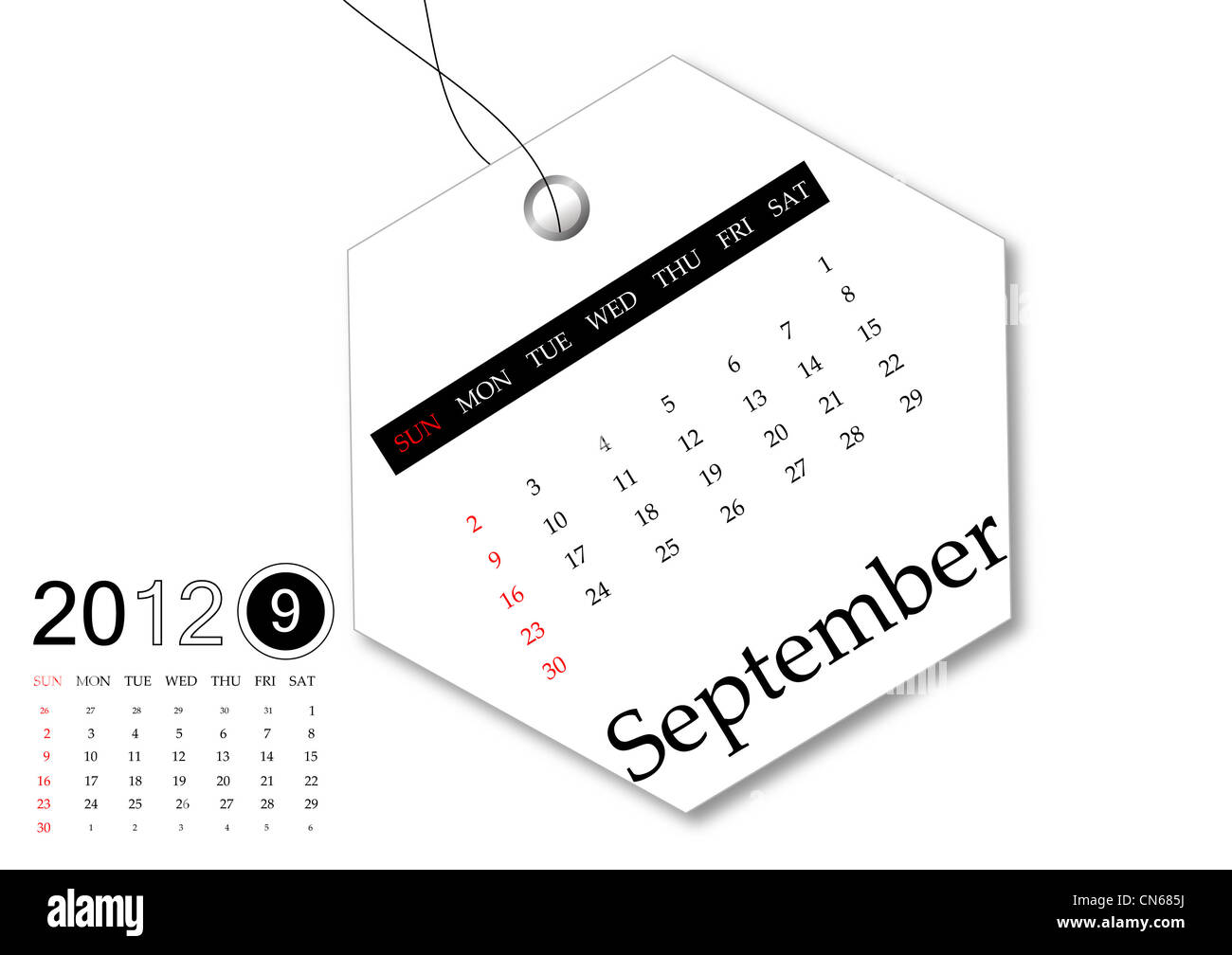 September of 2012 calendar Stock Photo - Alamy