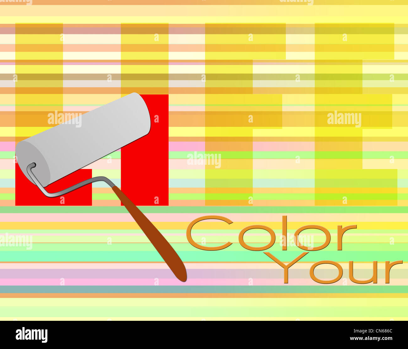 Color your life poster with paint roller Stock Photo - Alamy