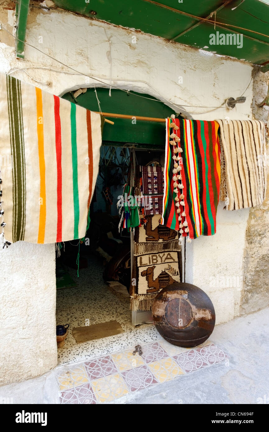 Tripoli. Libya. View inside the medina of handicrafts items for sale as ...