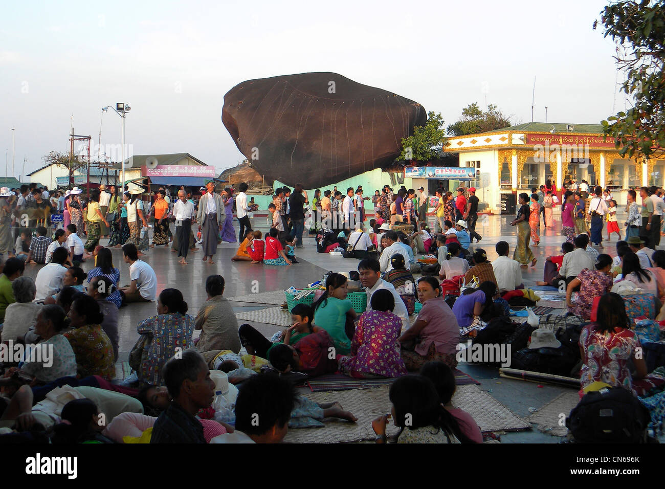 Golden rock temple, Kyaikhtiyo, Myanmar Stock Photo - Alamy