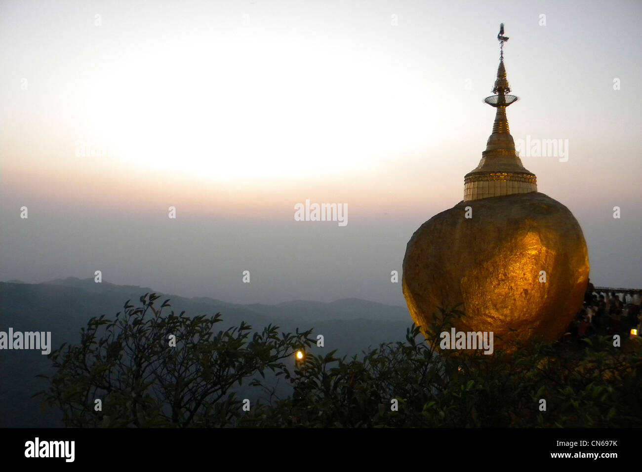 Golden rock temple, Kyaikhtiyo, Myanmar Stock Photo - Alamy