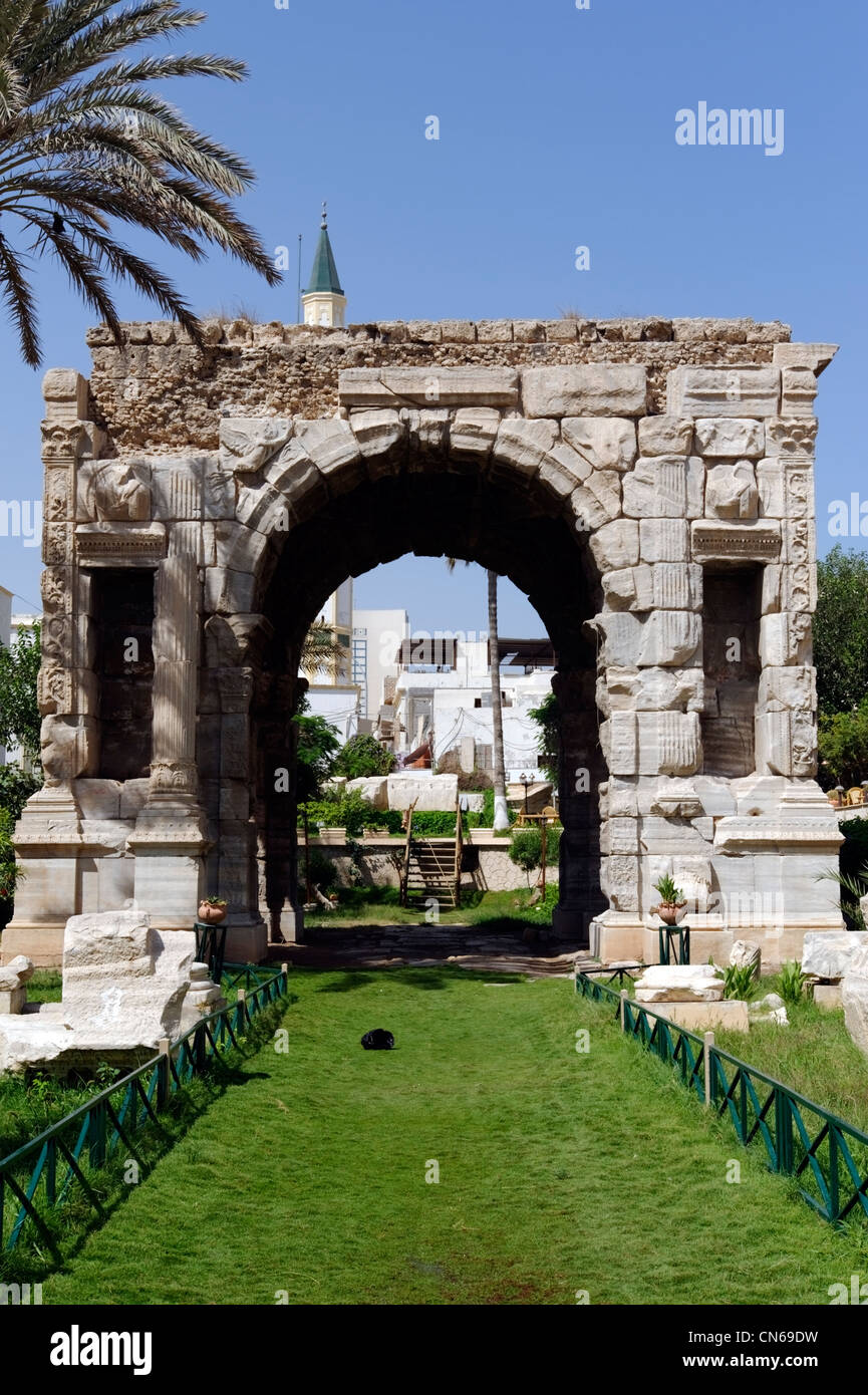 Tripoli. Libya. View of the underside of the four-way triumph Arch of ...
