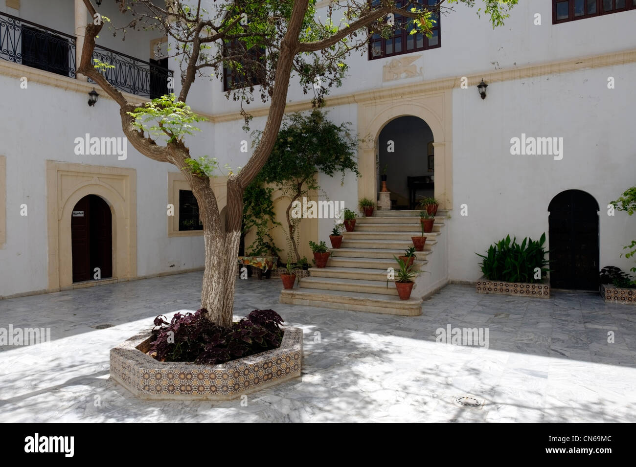 Tripoli. Libya. View of the marble paved courtyard of the Old British ...