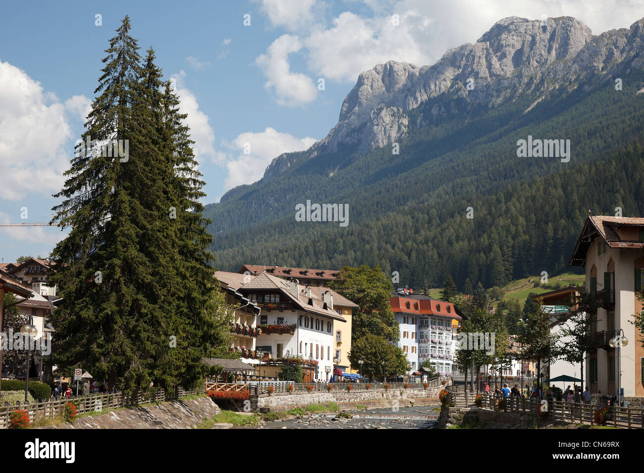 The village of Moena Stock Photo - Alamy
