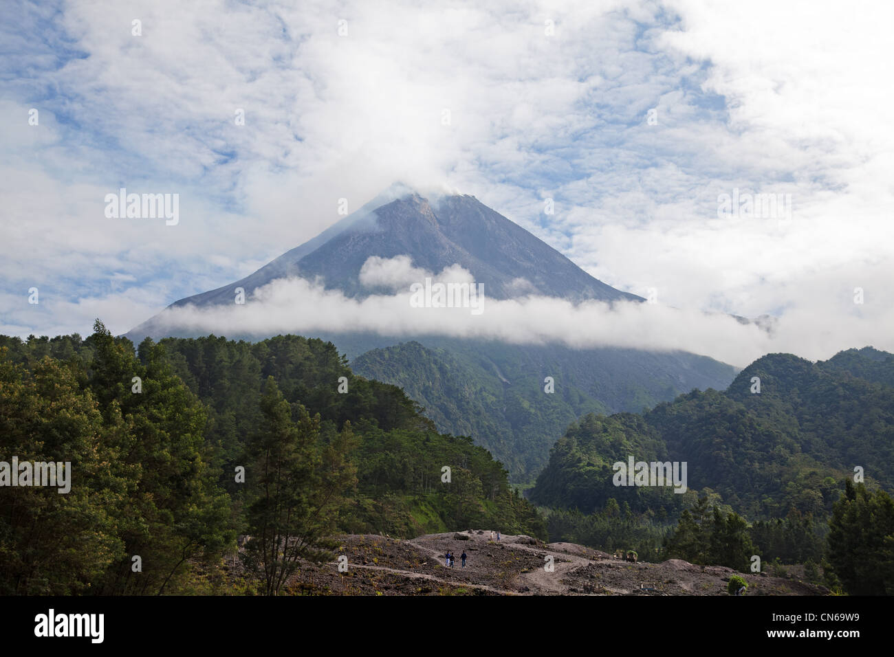 Merapi volcano on Java island before eruption (August 2010 Stock Photo ...