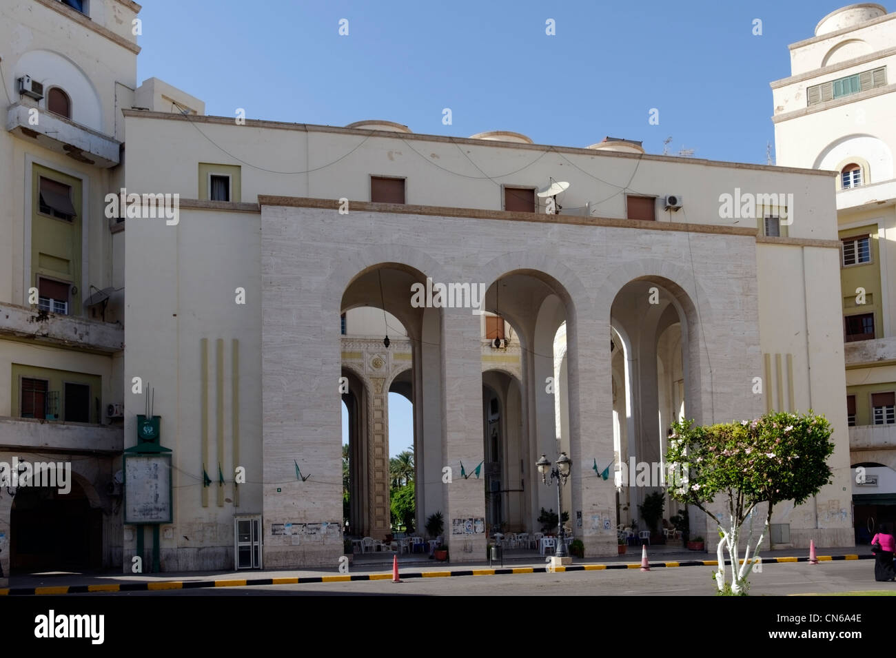 Tripoli. Libya. View of tall and imposing 1930’s Italianate facade of ...