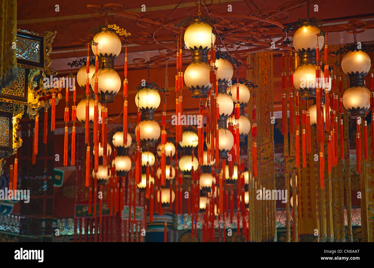Interior of the Po Lin monastery on Lantau Island (Hong Kong Stock ...