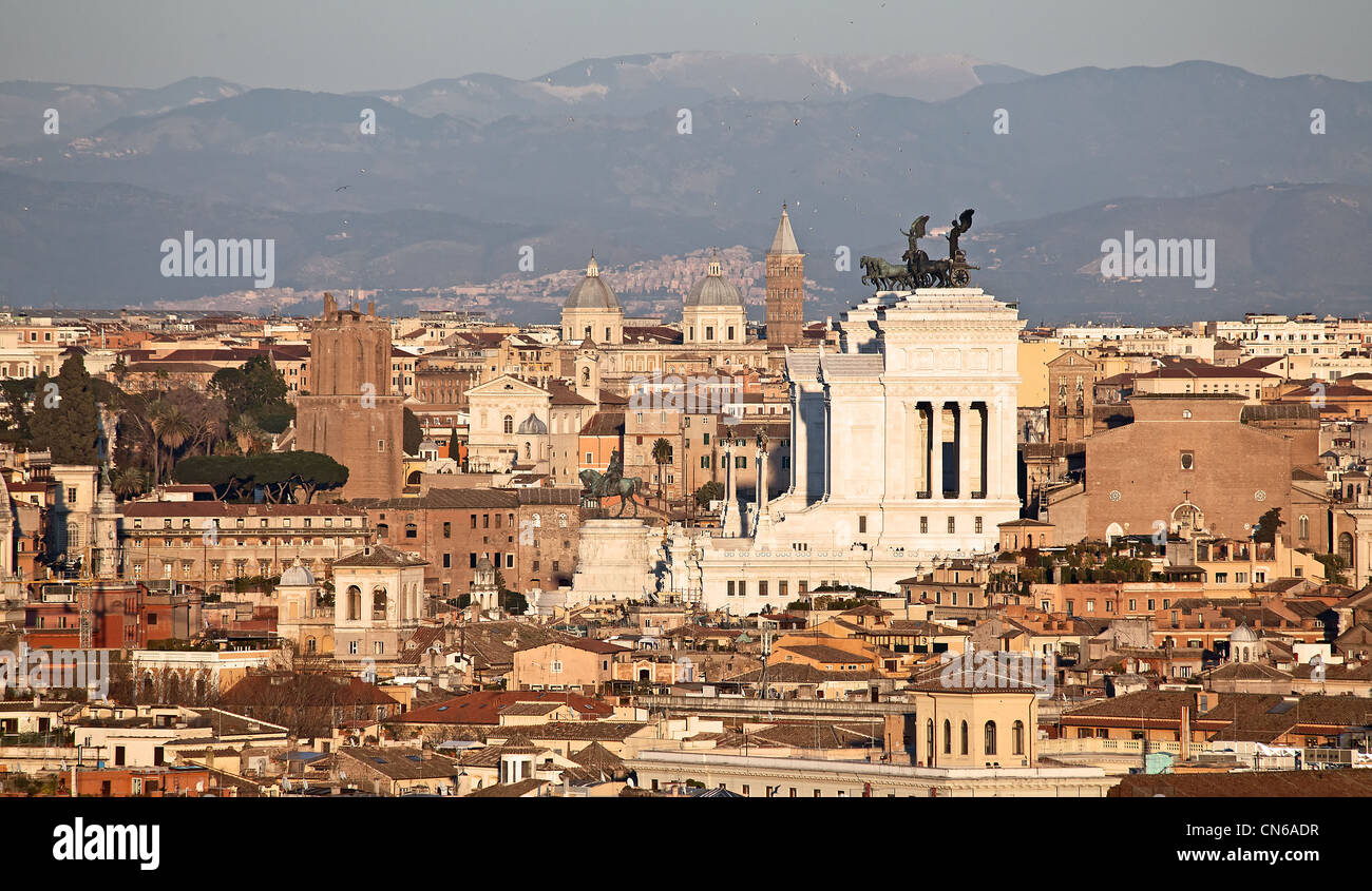 Aerial view of the Rome city at sunset Stock Photo - Alamy