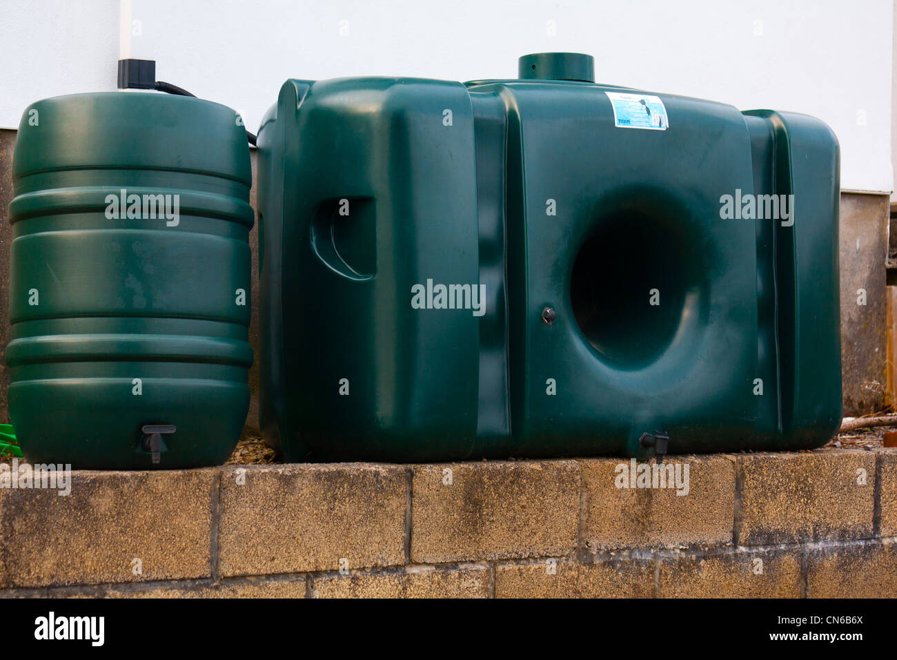 Picture of Water butt and large water container Stock Photo - Alamy