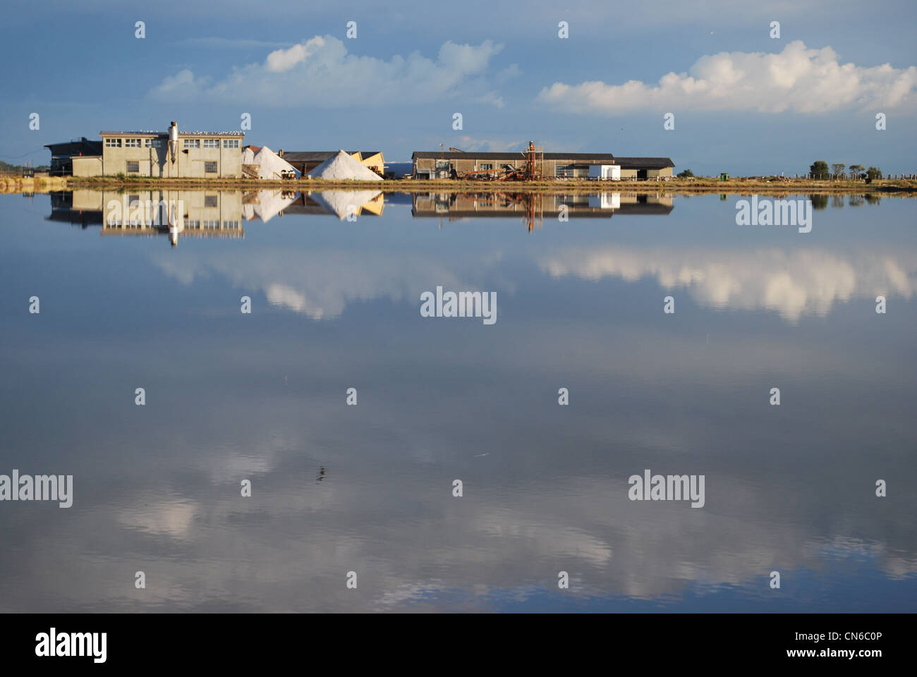 Scenic saltern and water reflections, Cervia, Ravenna, Italy Stock ...