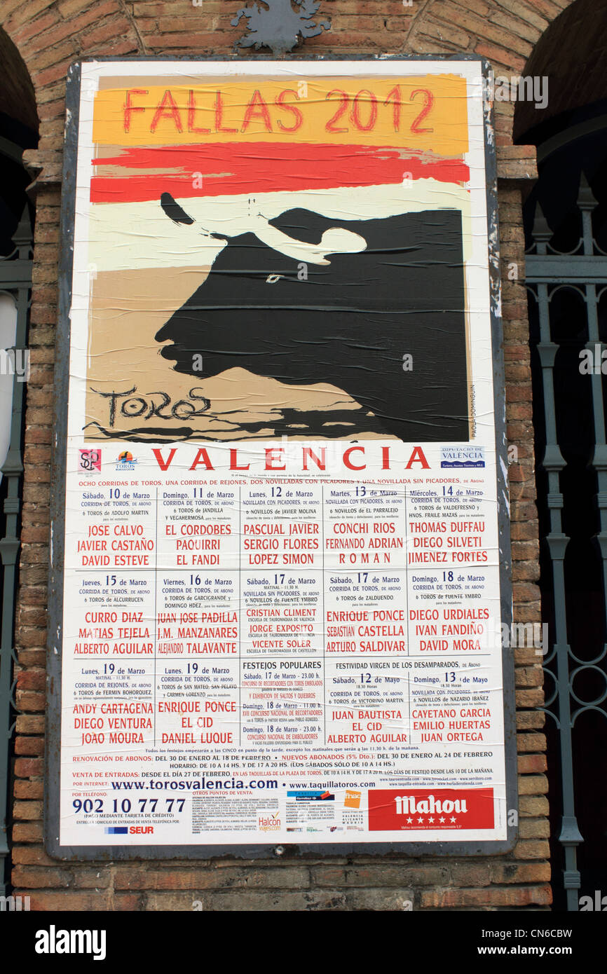 Fallas poster at The Bullring Valencia Spain Stock Photo - Alamy