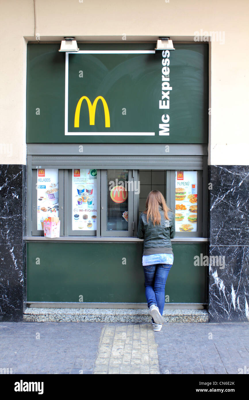 McExpress McDonalds fast food take away window Valencia Spain Stock ...