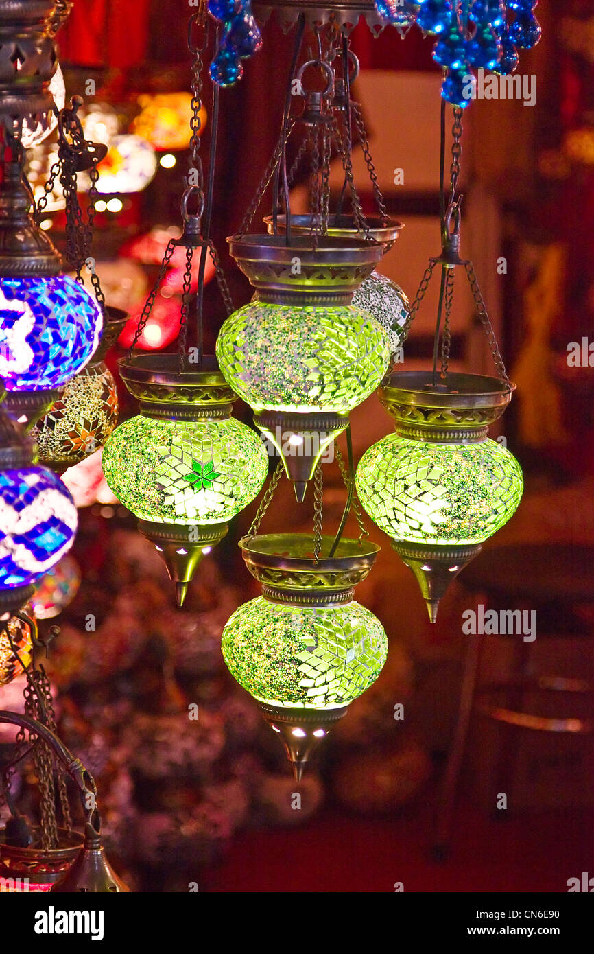 Traditional turkish lamps on the market Stock Photo - Alamy
