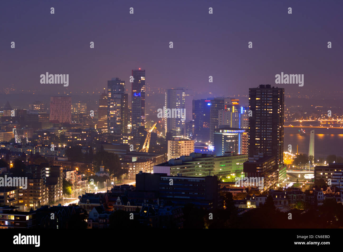 Rotterdam city at night. Holland Stock Photo - Alamy