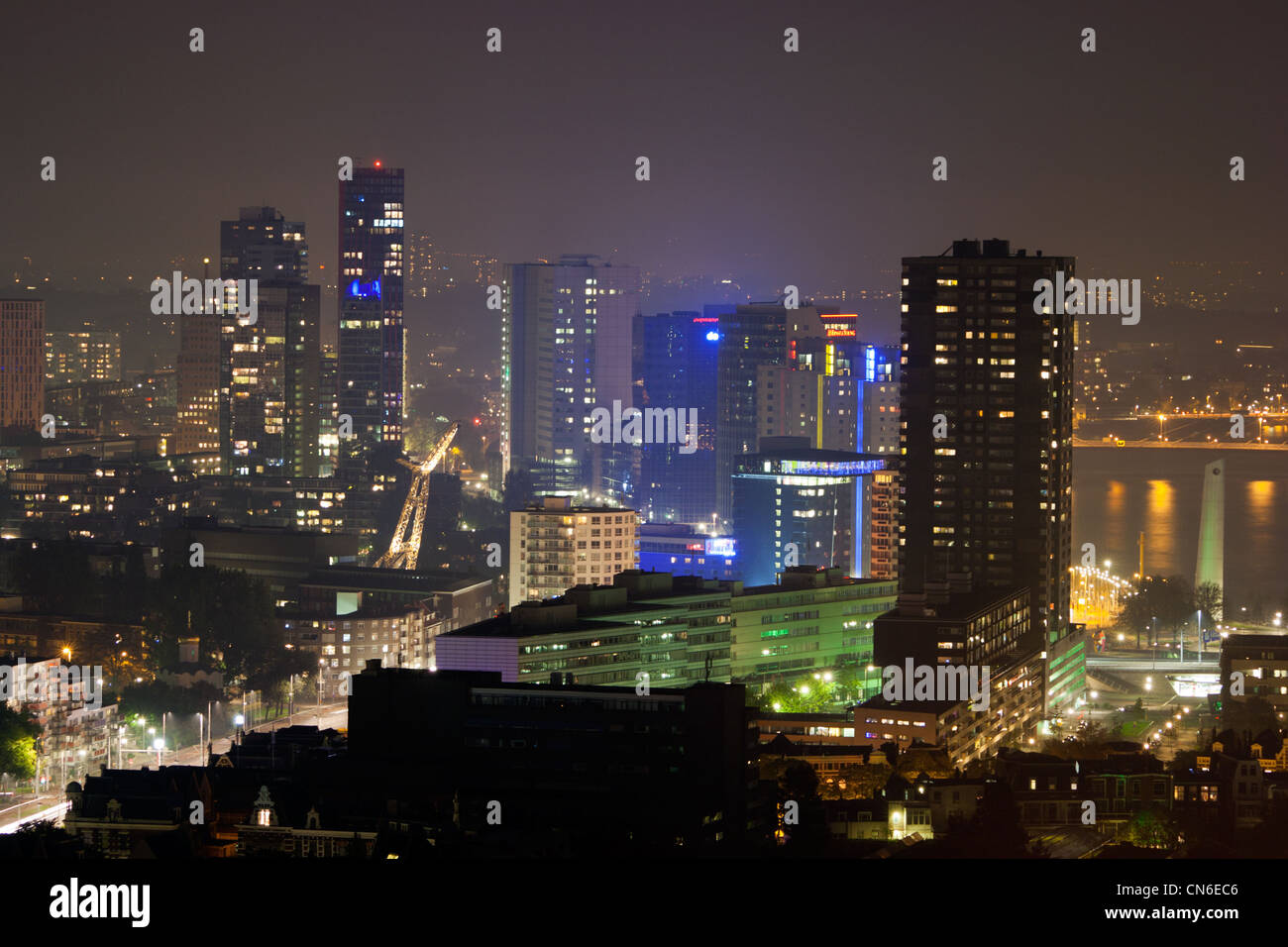 Rotterdam city at night. Holland Stock Photo - Alamy