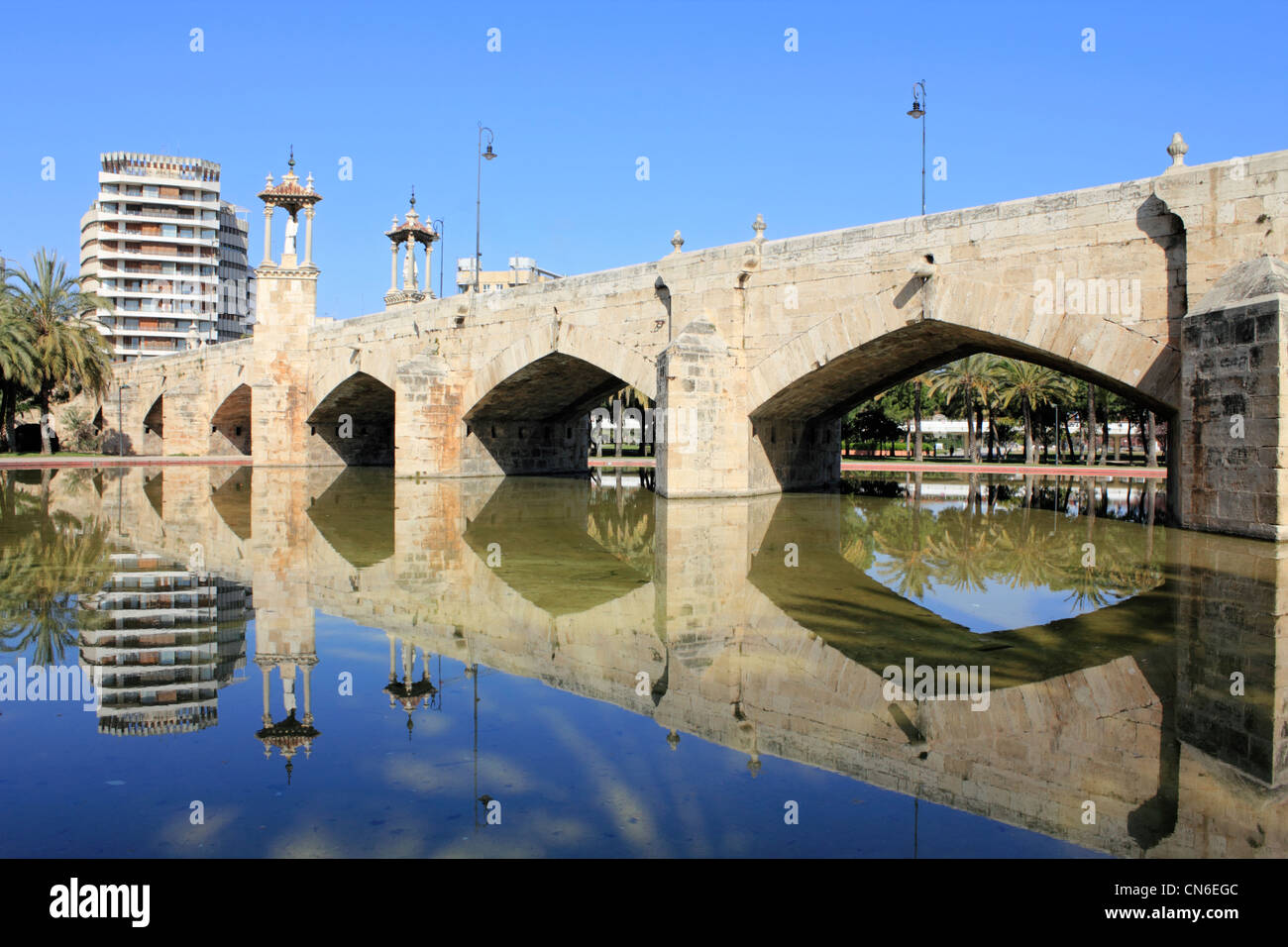 Bridge in Turia Gardens Valencia Spain Stock Photo - Alamy