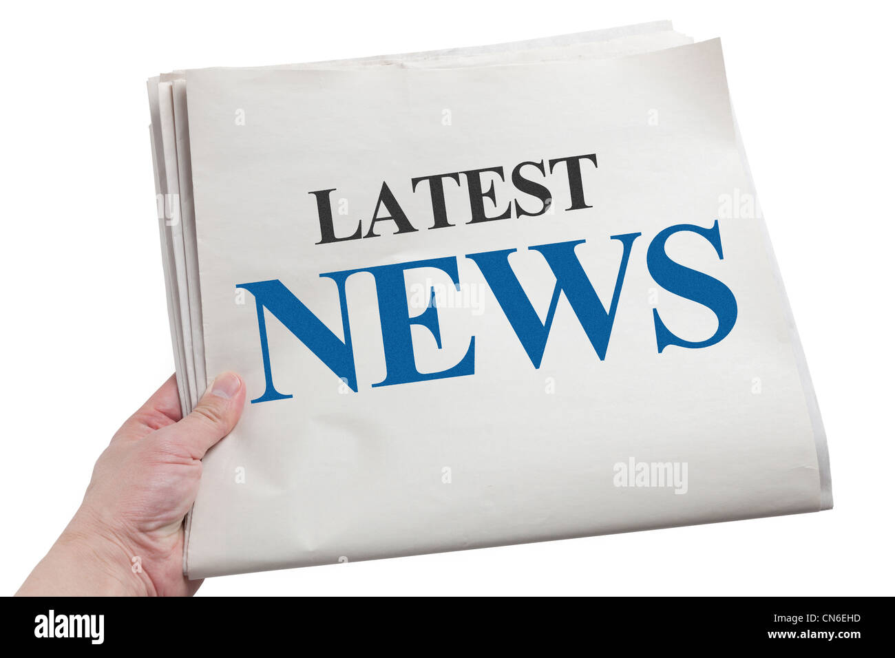 Latest News, Newspaper with white background Stock Photo - Alamy
