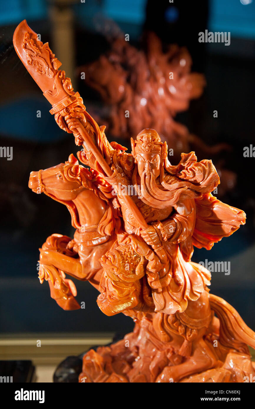 Carved and polished gemstone momo coral corallium japonicum in Taipei ...